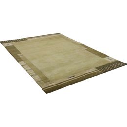 Wollteppich Theko, B:70cm H:20mm L:140cm, gr&uuml;n, Wolle, Wohnzimmer, Teppiche, "Kailash 110, handgekn&uuml;pft", reine Wolle, mit Bord&uuml;re, Wohnzimmer