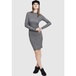 Urban Classics Damen Shirtkleid "Urban Classics Damen Ladies Rib Dress", grau, Gr. L, unifarben, 77% Viskose, 19% Polyester, 4% Elasthan, Kleider