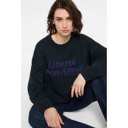 Damen Sweater, blau, Gr. M, SENSES.THE LABEL, bedruckt, Sweatware, Material: 95% Baumwolle, 5% Elasthan, Sweatshirts, mit Baumwolle