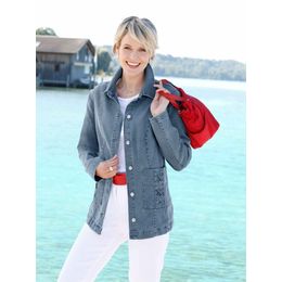 Classic Basics Damen Jeansjacke, blau, Gr. 44, unifarben, 81% Baumwolle, 17% Polyester, 2% Elasthan, Jacken