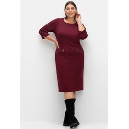 sheego Damen Etuikleid "Etuikleid", rot, Gr. 56, unifarben, Jersey, 70% Polyester, 25% Viskose, 5% Elasthan, Kleider