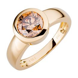 OROLINO Damen Fingerring "Gold 750 mit nat&uuml;rlichem leicht braunen Brillant 2,0 ct.", 058 (18,5), 2 P1 = bei 10-facher Vergr&ouml;&szlig;erung erkennbare