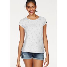 Ragwear Damen T-Shirt "FLORAH A ORGANIC O"wei&szlig;, Gr. XXL, bedruckt, gemustert, kontrastfarbene Details, mehrfarbig, Single Jersey, Obermaterial: 70%