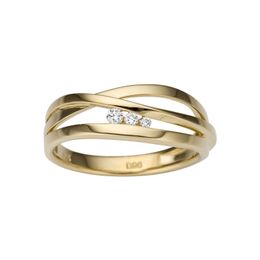 Firetti Damen Goldring "Schmuck Geschenk Gold 585, Elegant, teilw. mehrreihig, massiv", 17, 0,08 P2 = erkennbare Einschl&uuml;sse, Diamanten Gelbgold 585,