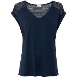bonprix Damen T-Shirt "Shirt aus Viskose-Mix", blau, Gr. 36, Obermaterial: 95% Viskose, 5% Elasthan. Spitze: 95% Polyamid, 5% Elasthan, Shirts,