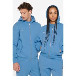 Harlem Soul Damen Kapuzensweatjacke, blau, Gr. L, bedruckt, Material: 65% Baumwolle, 35% Polyester, Sweatjacken, mit weicher Innenseite