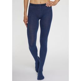 Lavana Damen Strickstrumpfhose, Gr. 40, blau, Obermaterial: 70% Baumwolle, 28% Polyamid, 2% Elasthan, Strumpfhosen, Thermosan, fein gestrickt und