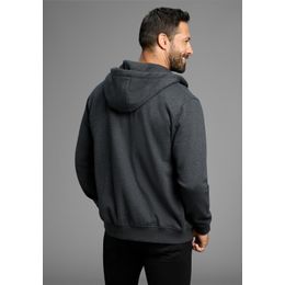 MAN'S WORLD MAN'S WORLD Herren Kapuzensweatjackeanthra melange, Gr. M, bedruckt, angeraute Sweatware, Obermaterial: 60% Baumwolle, 40% Polyester, Sweatjacken,