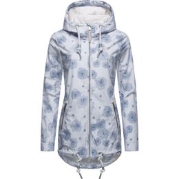 Ragwear Damen Outdoorjacke "Zuzka Flower", blau, Gr. S, Au&szlig;enmaterial: 100% Polyester; Innenfutter: 100% Polyester, Jacken, stylische &Uuml;bergangsjacke
