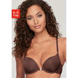 Lascana Damen Schalen-BH, Gr. 75, braun, Spitze, Obermaterial: 60% Polyamid, 35% Polyester, 5% Elasthan, BHs, mit B&uuml;gel und Vorderverschluss,