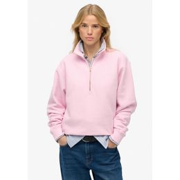 Superdry Damen Sweatshirt "ESSENTIAL LOGO EMB HALF ZIP"pink lady, Gr. M, unifarben, Sweatware, Obermaterial: 80% Baumwolle, 20% Polyester, Sweatshirts