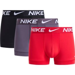 Trunk NIKE UNDERWEAR "TRUNK 3PK", Herren, Gr. XL, 3 Stk., uni rot, schwarz raisin, schwarz, water wb, Jersey, Obermaterial: 92% Polyester, 8% Elasthan, k&ouml;rpernah, Unterhosen, mit Logo-Elastikbund