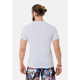Cipo & Baxx CIPO & BAXX Herren T-Shirt "T-Shirt", wei&szlig;, Gr. L, bedruckt, 95% Baumwolle, 5% Elasthan, Shirts, mit Rundhals-Ausschnitt