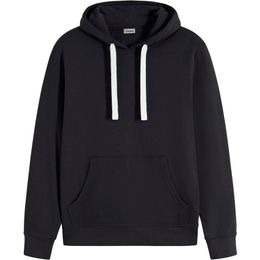 bonprix Herren Hoodie "Hoodie aus reiner Baumwolle", schwarz, Gr. 56, Obermaterial: 100% Baumwolle, Sweatshirts, Regular Fit, mit K&auml;ngurutasche,