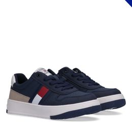 Tommy Hilfiger M&auml;dchen Sneaker, Gr. 40, blau, Synthetik, Schuhe, Retro Sneaker, Freizeitschuh mit Rei&szlig;verschluss
