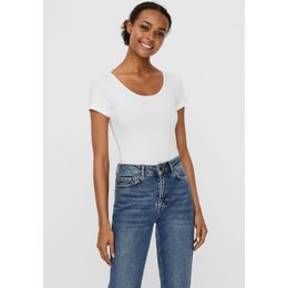 V&eacute;ro Moda VERO MODA Damen Rundhalsshirt "VMMAXI MY SOFT SS U-NECK", wei&szlig;, Basic, Gr. XS, unifarben, Jersey, Obermaterial: 93% Baumwolle, 7% Elasthan, Shirts