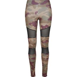 Leggings Urban Classics "Urban Classics Damen Ladies Camo Tech Mesh Leggings", Damen, Gr. S, US-Gr&ouml;&szlig;en, rotwood camo, 77% Polyester, 23% Elasthan, skinny fit, Hosen Leggings