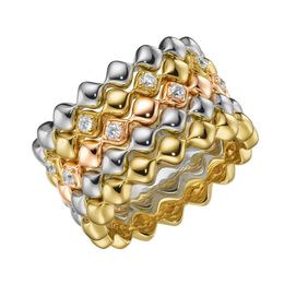 Damen Silberring "5-teilig mit Zirkonia, tricolor, Silber 925", 54, Silber 925 (Sterlingsilber), rosa, Giorgio Martello MILANO, Silber 925