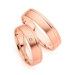 Phoenix PH&Ouml;NIX Damen Trauring "Schmuck Geschenk Gold 333 Trauring Ehering LIEBE versch. Varianten", 58, 0,01 SI = kleine Einschl&uuml;sse mit Brillant, Ros&eacute;gold