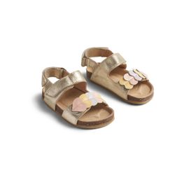 Wheat M&auml;dchen Sandale "Wheat Sandalette Clara", Gr. 24, gold, Veloursleder, unifarben, Schuhe