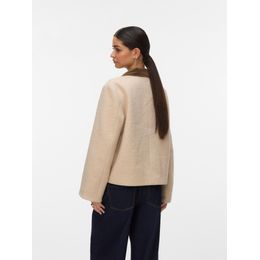 V&eacute;ro Moda VERO MODA Damen Kurzjacke "VMFLORENCE SHORT JACKET BOO", beige, Gr. L, unifarben mit Farbeinsatz, Web, Obermaterial: 100% Polyester, Jacken, mit