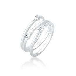 Elli Damen Fingerring "Wickelring Zirkonia Filigran 925 Silber", 54mm,mit Steinen, Silber 925 (Sterlingsilber), 9mm, silber, Silber 925