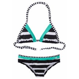Kangaroos M&auml;dchen Triangel-Bikini "Anita Kids", schwarz-wei&szlig;, Gr. 158, Polyamid, Bikini-Sets, mit Blockstreifen