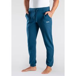 Herren Sweathose, BENCH. LOUNGEWEAR, Gr. 52, blau, angeraute Sweatware, Obermaterial: 60% Baumwolle, 40% Polyester, unifarben, Basic, Hosen, mit