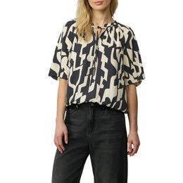 s.Oliver Damen Kurzarmbluse, schwarz, Gr. 36, bedruckt, Obermaterial: 84% Viskose, 16% Polyamid, Blusen, mit All-Over Print