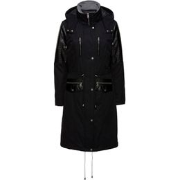bonprix Damen Langjacke, schwarz, Gr. 36, unifarben, Obermaterial: 58% Polyester, 42% Baumwolle. Einsatz: 100% Viskose. Futter: 100% Polyester,