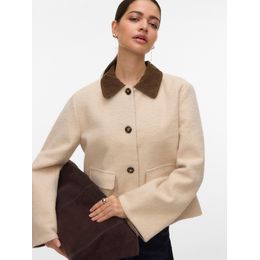 V&eacute;ro Moda VERO MODA Damen Kurzjacke "VMFLORENCE SHORT JACKET BOO", beige, Gr. M, unifarben mit Farbeinsatz, Web, Obermaterial: 100% Polyester, Jacken, mit