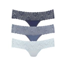 Vivance Damen String, Gr. 44, blau, Single Jersey, Obermaterial: 95% Baumwolle, 5% Elasthan. Spitze: 93% Polyamid, 7% Elasthan (LYCRA), unifarben,
