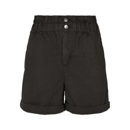 Stoffhose Urban Classics "Urban Classics Damen Ladies Paperbag Shorts", Damen, Gr. 26, Normalgr&ouml;&szlig;en, schwarz, 100% Baumwolle, unifarben, relaxed fit, Hosen Stoffhose