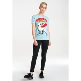 logoshirt Damen T-Shirt "Krypto the Superdog", blau, Gr. M, bedruckt, 100% Baumwolle, Shirts, mit lizenziertem Originaldesign