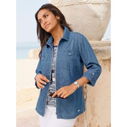 Jeansbluse Casual Looks, Damen, Gr. 42, blau, bleached, 100% Baumwolle, unifarben, Blusen Jeansbluse