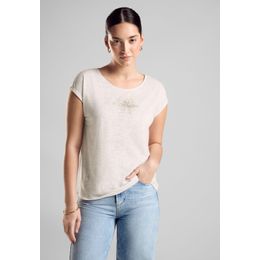 Street One Damen Tr&auml;gertop, beige, Gr. 44, bedruckt, Stoff, 65% Polyester, 35% Viskose, Tops, mit Burnout-Optik