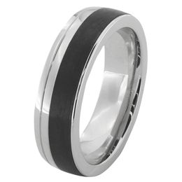 DOOSTI Damen Trauring "Schmuck Geschenk Edelstahl Trauring Ehering Partnerring LIEBE", 54, ohne Zirkonia, Carbon Edelstahl, 6,5mm, schwarz, Carbon,