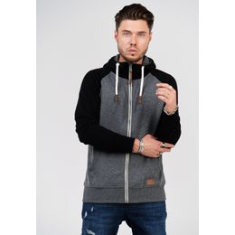 behype Herren Sweatjacke "HENRAY", grau, Gr. M, mehrfarbig, 70% Baumwolle, 30% Polyester, Sweatjacken, mit erh&ouml;htem Kragen