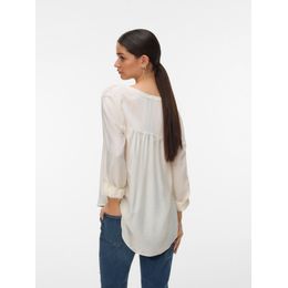 V&eacute;ro Moda VERO MODA Damen Blusenshirt "VMKAJA LS V-NECK FOLD-UP TOP WVN", wei&szlig;, Gr. XS, unifarben, Jersey, Obermaterial: 83% Viskose, 17% Nylon, Shirts, mit