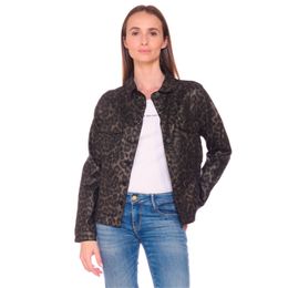 Damen Jeansjacke "Jeansjacke", schwarz, Gr. S, Le Temps Des Cerises, 100% Baumwolle, Jacken, mit angesagter Leo-Optik