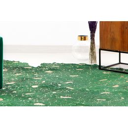 Fellteppich Calo-deluxe, B:120cm H:12mm L:190cm, gr&uuml;n, Kuhfell, Teppiche, "Toro 250", echtes Rinderfell, Naturprodukt mit Ausstanzungen, Wohnzimmer