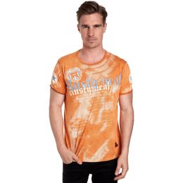 Rusty Neal Herren T-Shirt, orange, Gr. M, bedruckt, 100% Baumwolle, Shirts, mit toller Batik-Optik