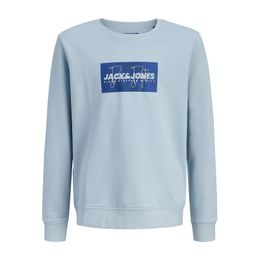 Jack & Jones Kinder Sweatshirt "JJCOLE PRINT SWEAT CREW JNR"celestial blau, Gr. 176, JACK & JONES JUNIOR, bedruckt, unifarben, Sweatware, Obermaterial: 60%