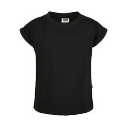 T-Shirt Urban Classics "Urban Classics Damen Girls Organic Extended Shoulder Tee", M&auml;dchen, Gr. 110/116, schwarz, 100% Baumwolle, unifarben, loose fit, Rundhals, Shirts T-Shirt