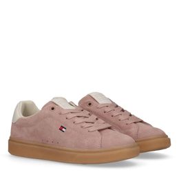 Tommy Hilfiger Damen Sneaker, Gr. 38, rosa, Leder, Textil, Schuhe, Retro Sneaker, Schn&uuml;rschuh, Halbschuh, Freizeitschuh mit Logo