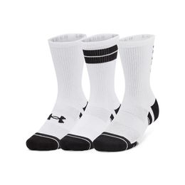 Under Armour Herren Sportsocken "UA PERF TECH NOV 3PK CREW", Gr. M, wei&szlig;, Obermaterial: 98% Polyester, 2% Elasthan, Socken, f&uuml;r vielseitige