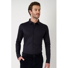 DESOTO Herren Langarmhemd "Jerseyhemd Casual Kent", blau, Gr. S, gemustert, Jersey, Obermaterial: 100% Baumwolle, Hemden