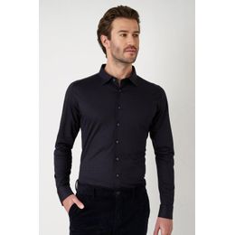 DESOTO Herren Langarmhemd "Jerseyhemd Casual Kent", blau, Gr. XXXL, gemustert, Jersey, Obermaterial: 100% Baumwolle, Hemden