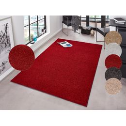 Teppich Hanse Home, B:80cm H:13mm L:150cm, rot, Kunstfaser, Wohnzimmer, Teppiche, "Pure 100 Kurzflor", Kurzflor, uni, umkettelt, L&auml;ufer, Wohnzimmer,