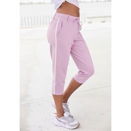 Lascana Damen Caprihose, Gr. 32, rosa, Obermaterial: 70% Viskose, 25% Polyamid, 5% Elasthan, unifarben, Hosen, mit seitlichen Streifen, Loungewear